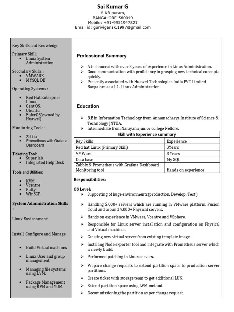 SaiKumar Resume Updated | PDF | My Sql | Web Server