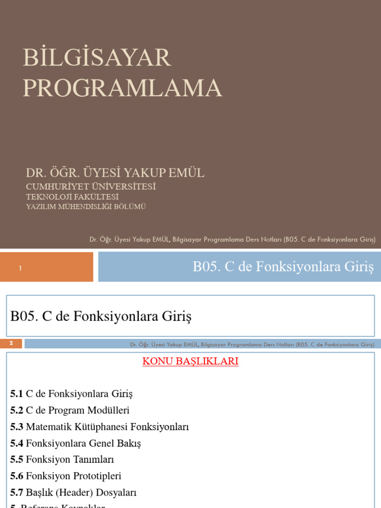 Fonksiyonlara Giriş | PDF