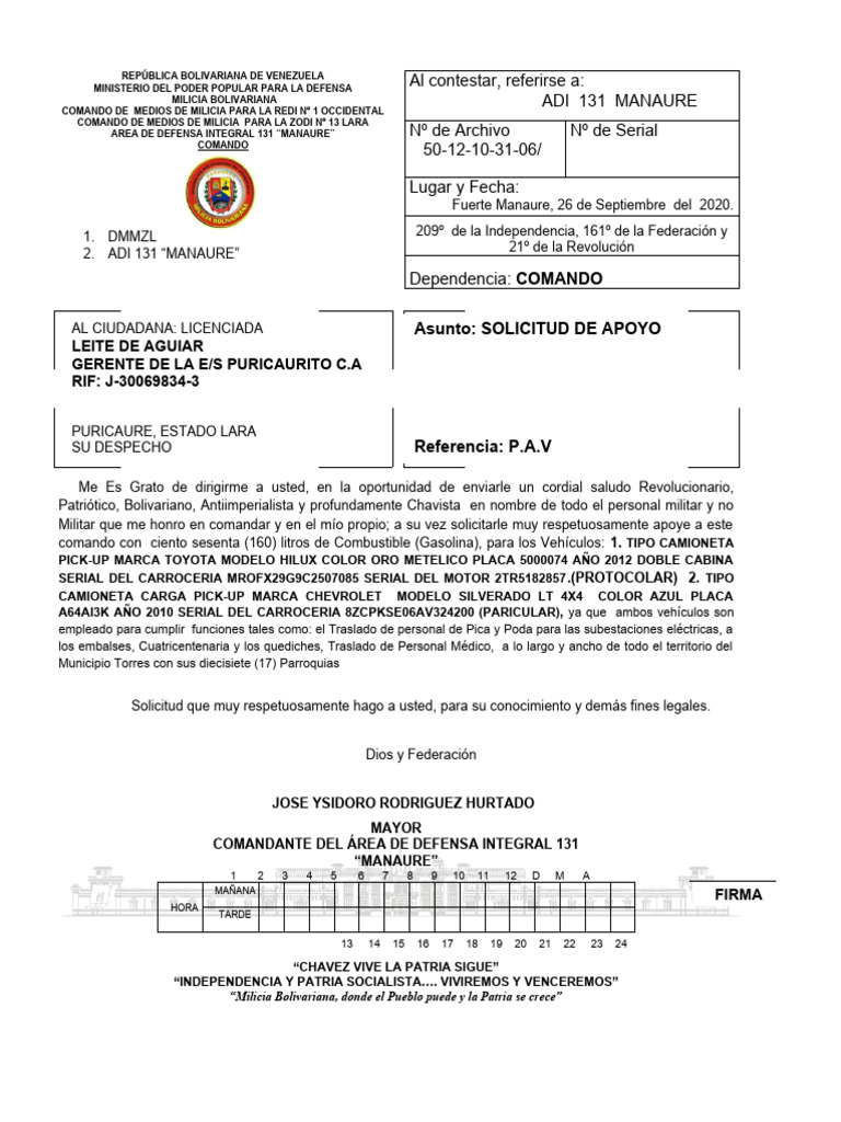 Oficio Solicitud de Combustible | PDF
