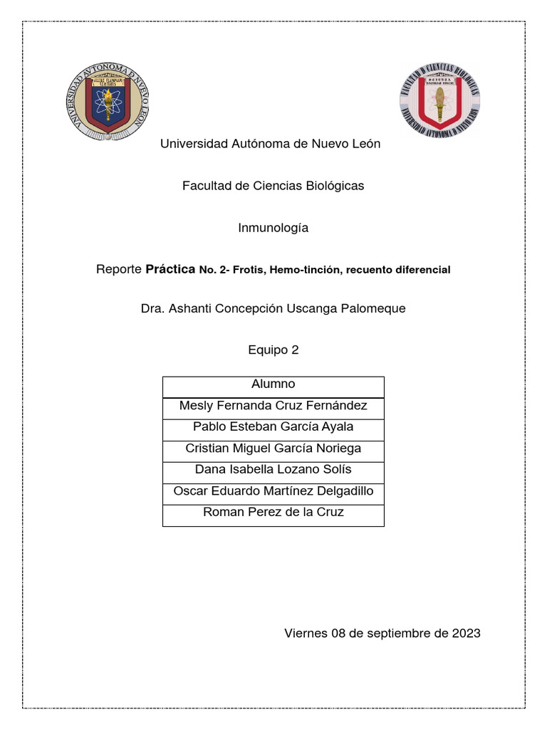 Reporte - Practica 2 - Eq 2 | PDF | Leucocito | Sangre