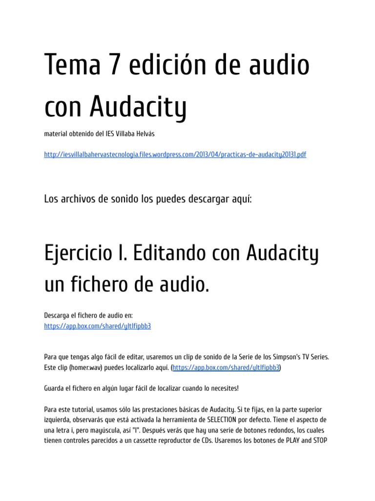 Edición de audio con Audacity | PDF