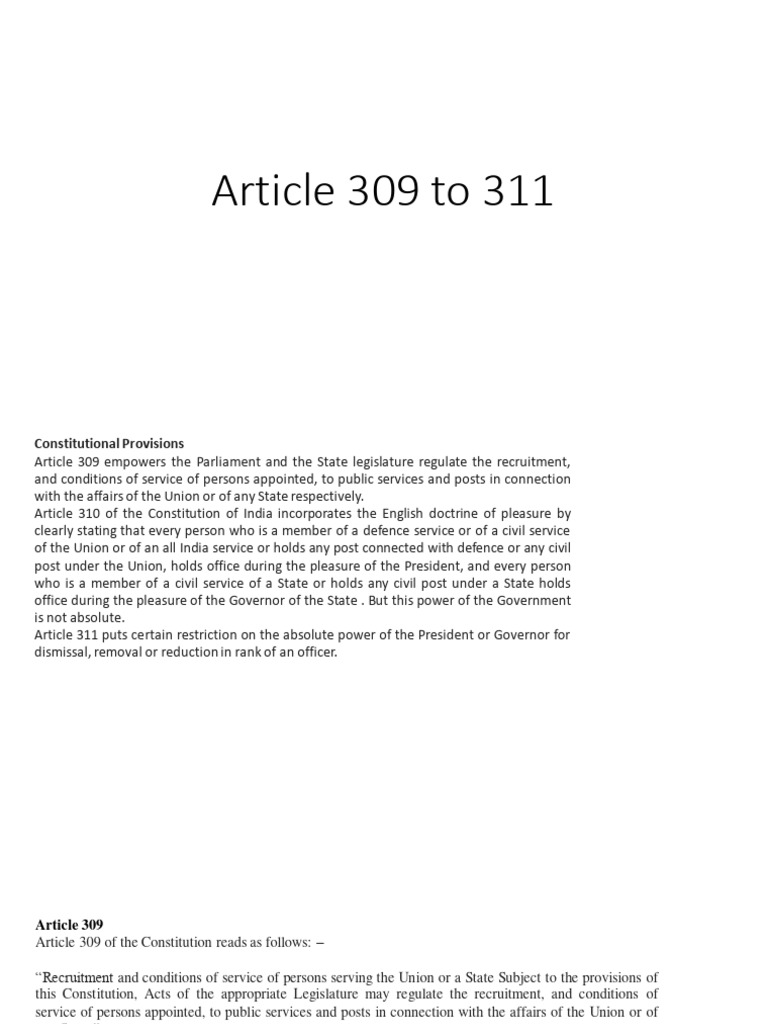 Articl e 309 To 311 | PDF