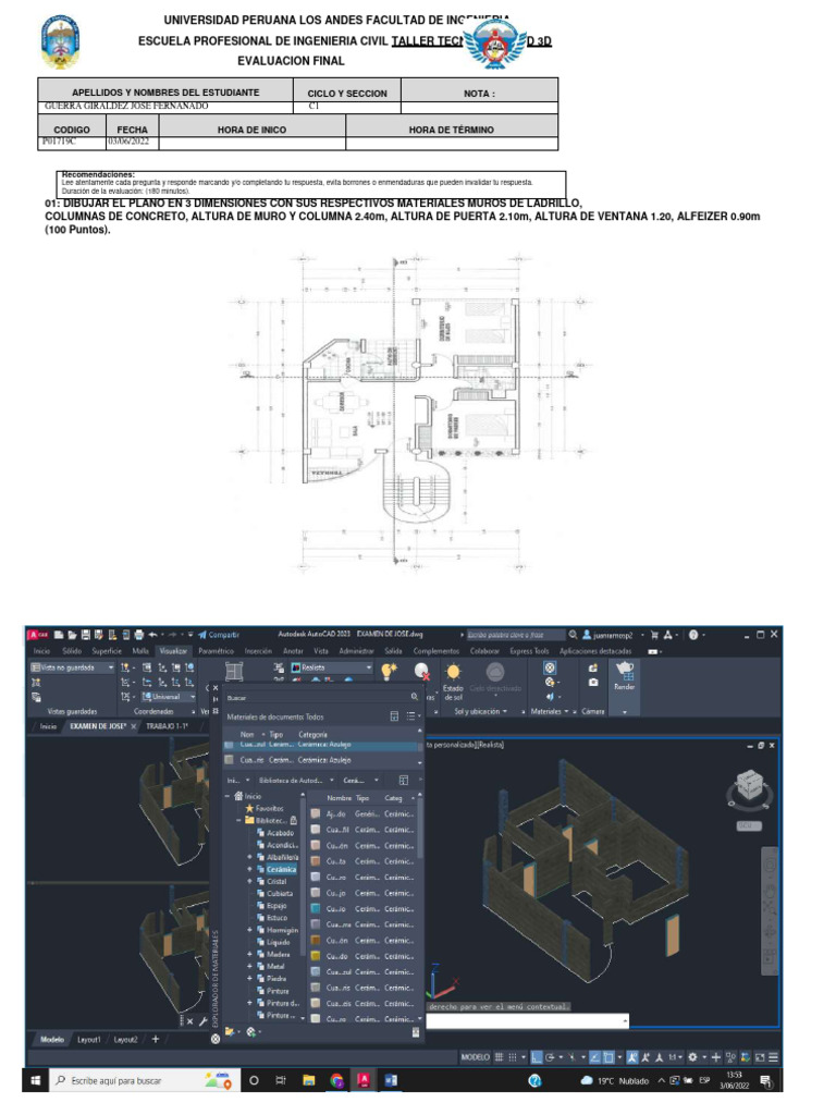Examen Final Cad 2D 2022 | PDF