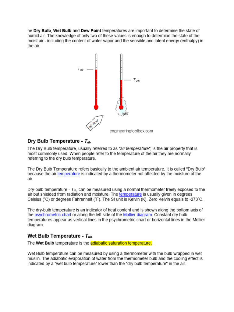 Dry Bulb, Wet Bulb and Dew Point | PDF