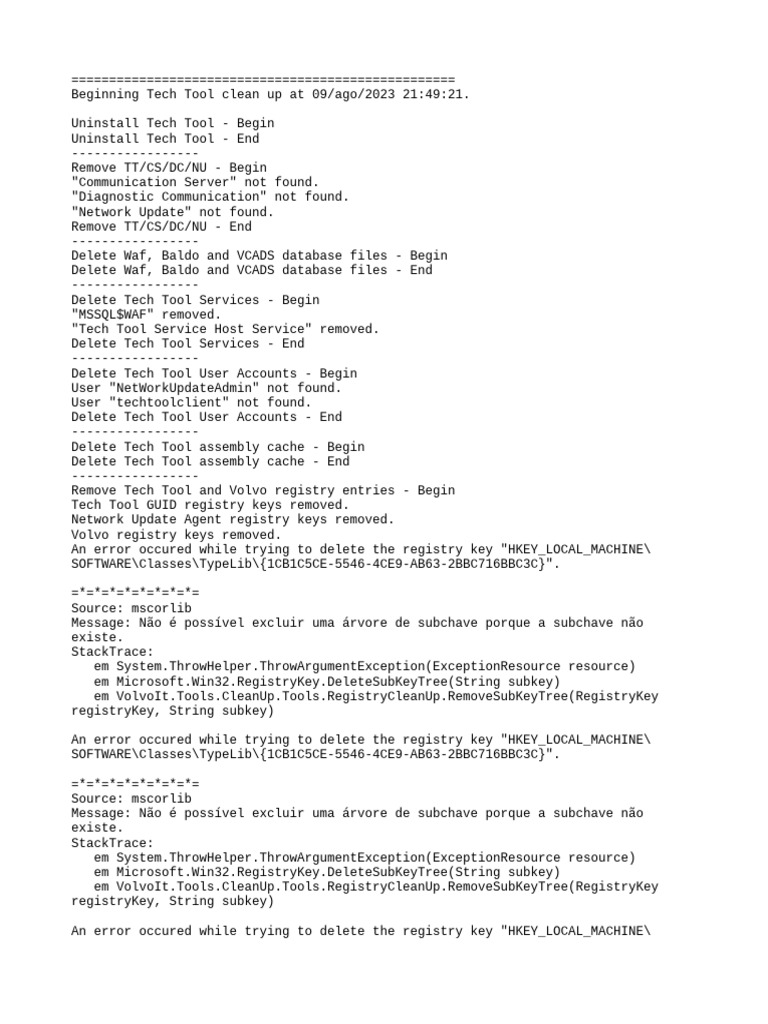 Tech Tool Cleanup Log | PDF Tech Tool Cleanup Log | PDF