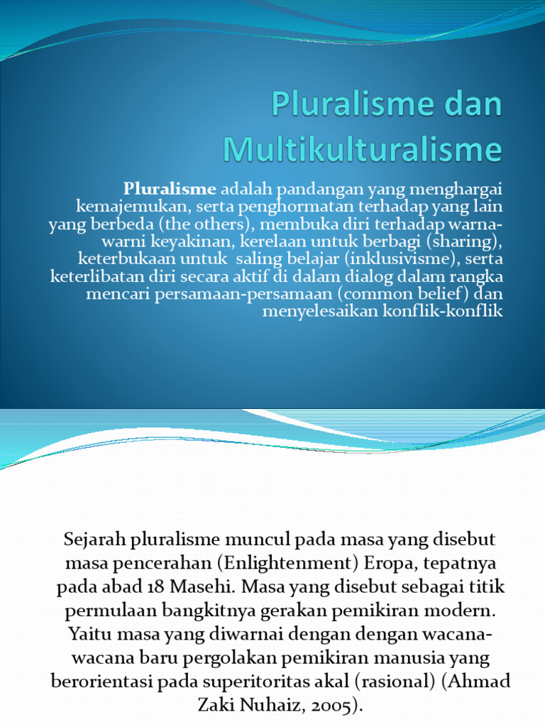 Pluralisme Dan Multikulturalisme | PDF