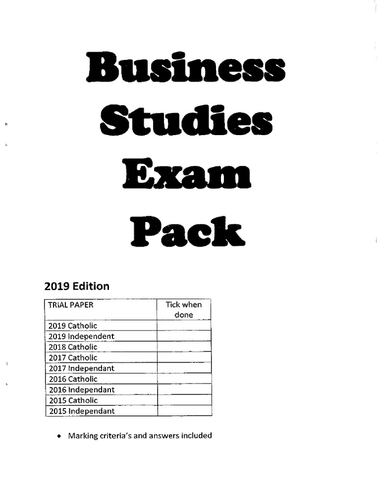 HSC Business Studies 2017 - 2019 Exam Pack | PDF