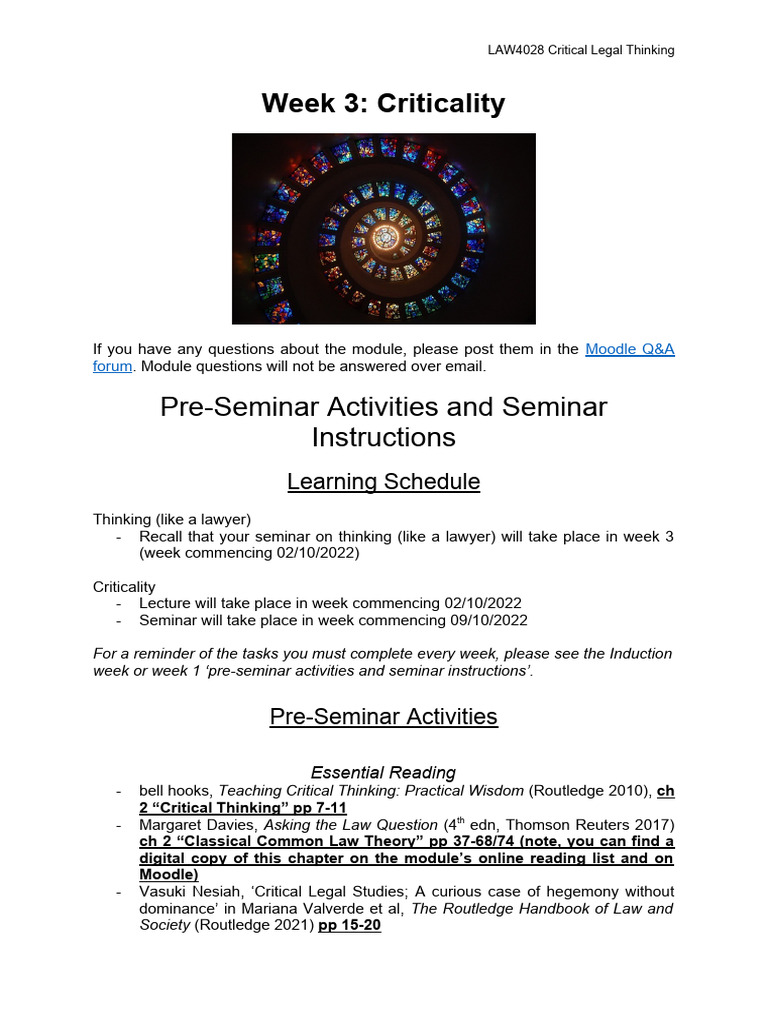 Pre-Seminar Activities and Seminar Instructions - Week 3 | PDF | Social ...