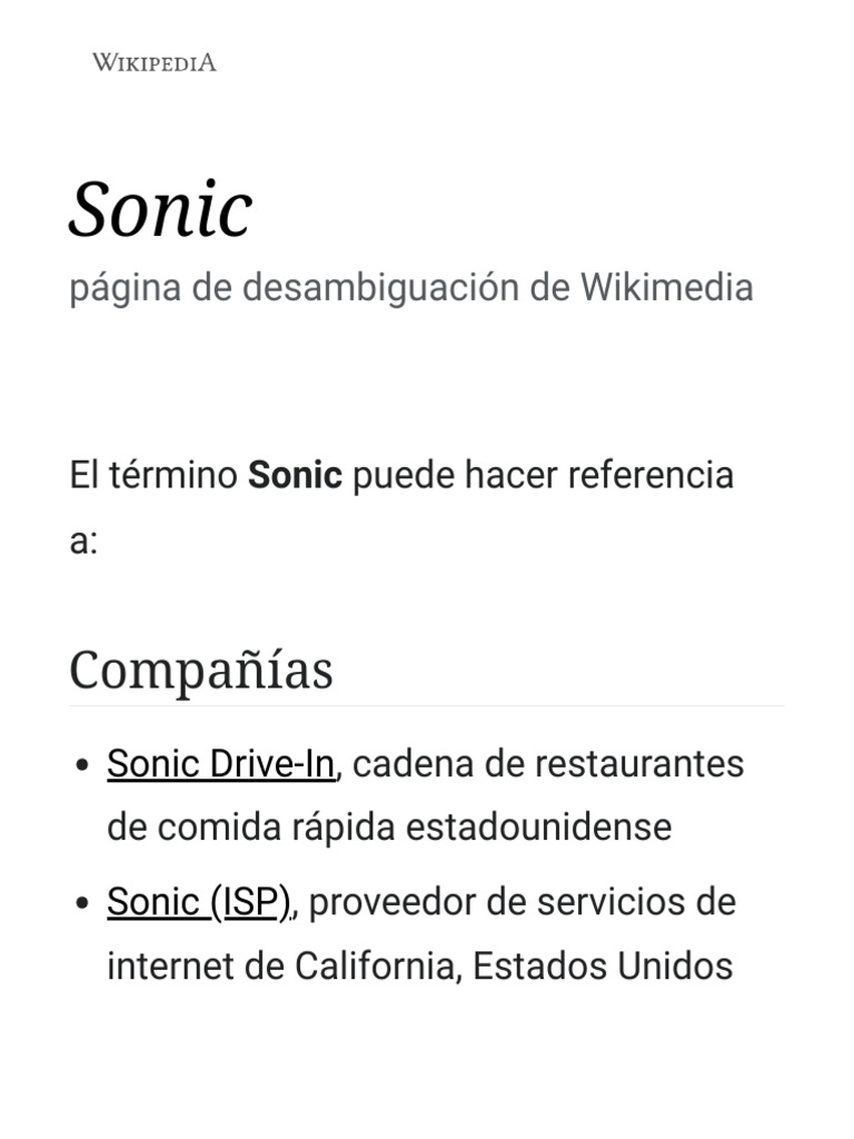 Sonic - Wikipedia, la enciclopedia libre | PDF