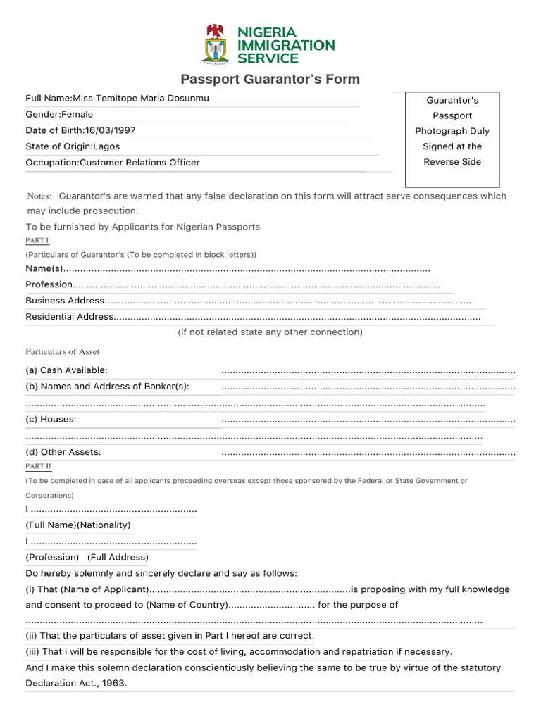 Gurantor Form | PDF