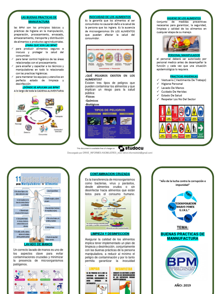 BPM Folleto BPM en Servicio de Alimentos 2 3 | PDF