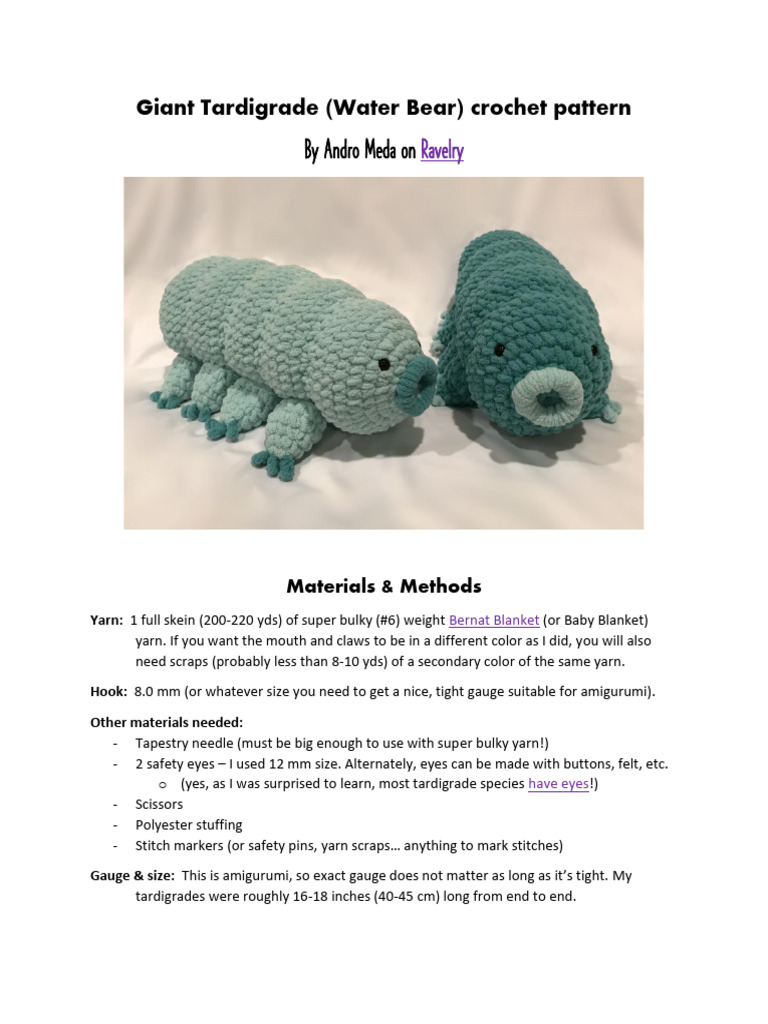 Giant Tardigrade Crochet Pattern | PDF | Crochet | Yarn