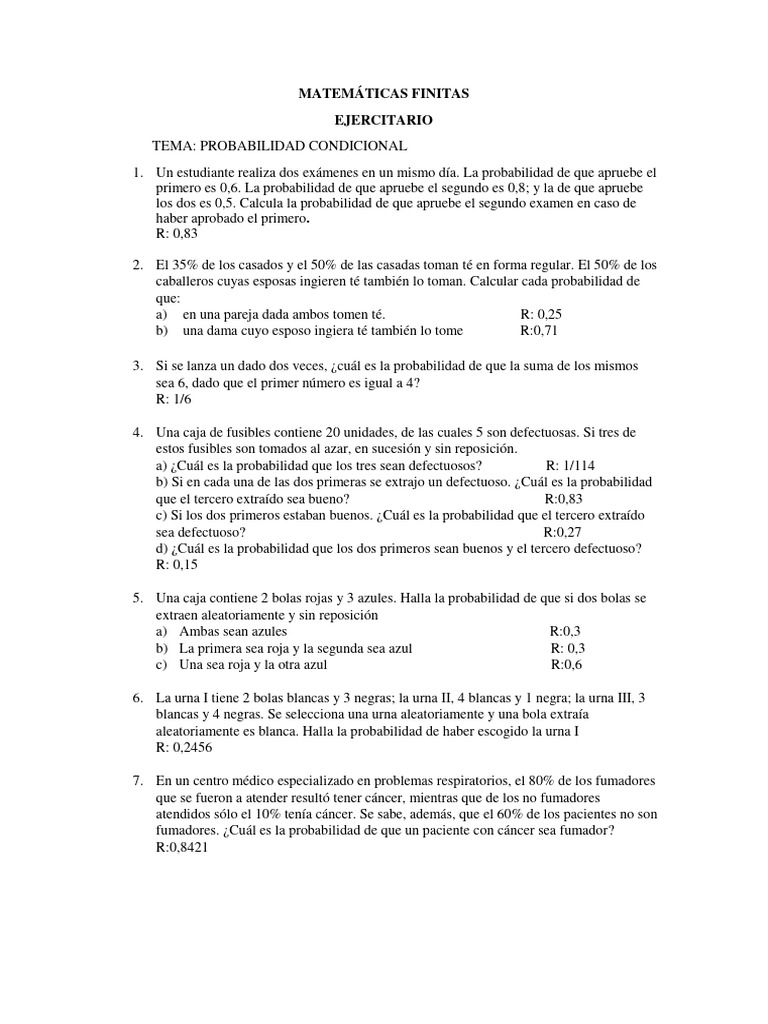 Ejercitario Probabilidad Condicional | PDF | Probabilidad | Probabilidades y estadísticas
