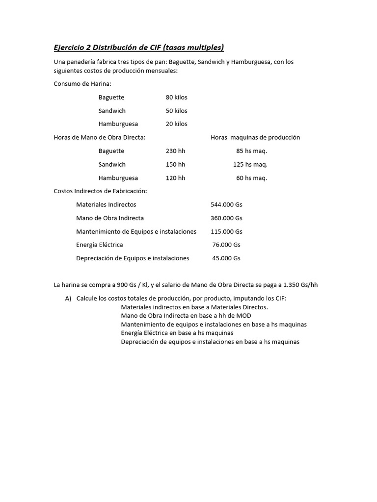 Ejercicio 2 Distribución de CIF | PDF