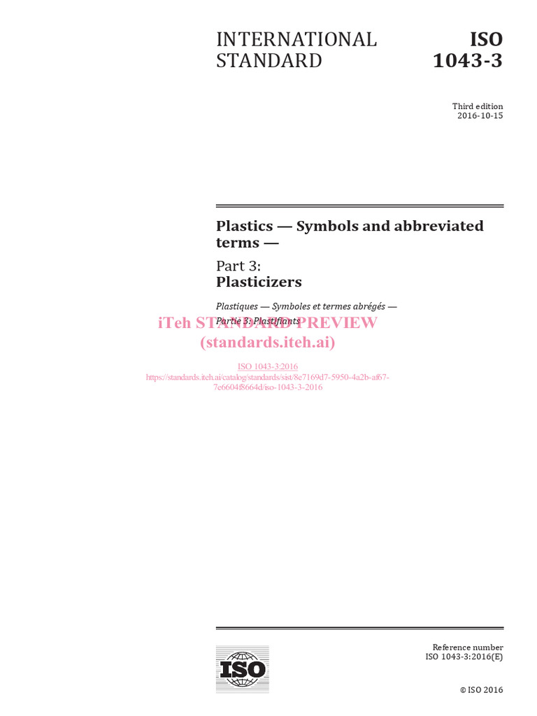 Iso 1043 3 2016 | Download Free PDF | International Organization For ...