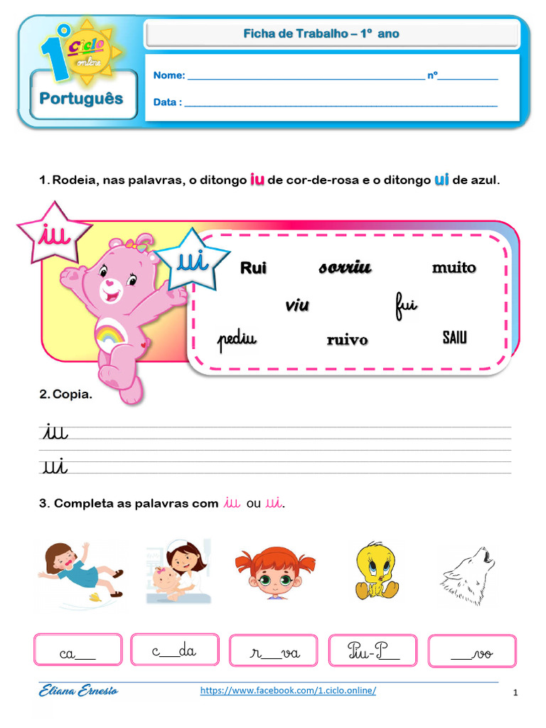 Ditongos: Ficha de Consolidação | PDF