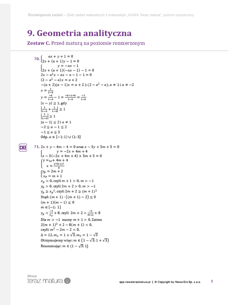 Geometria Analityczna: Zestaw C. Przed Maturą Na Poziomie Rozszerzonym ...