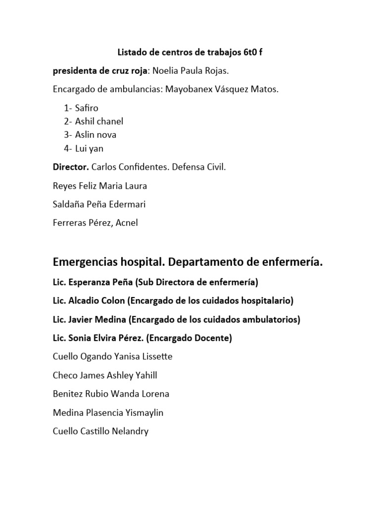 6t0 E Listado de Centros de Trabajos | PDF | Religión y espiritualidad