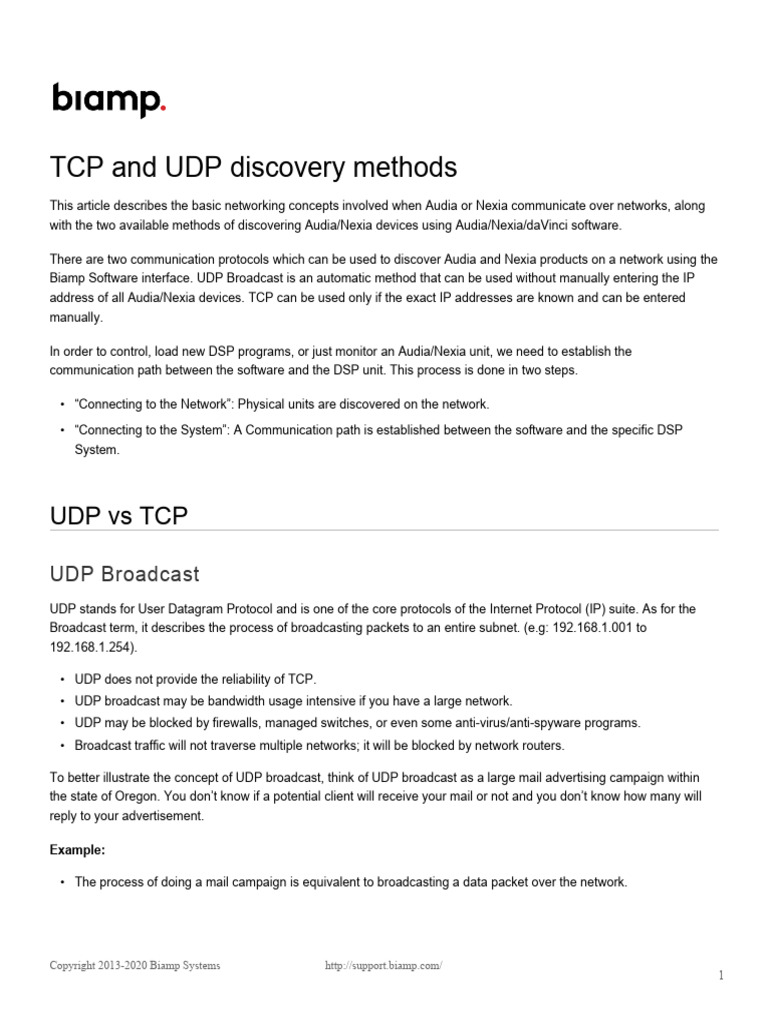 TCP and UDP Discovery Methods | PDF | Computer Network | Transmission Control Protocol