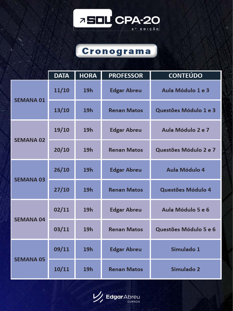 Cronograma Sou Cpa 20 | PDF