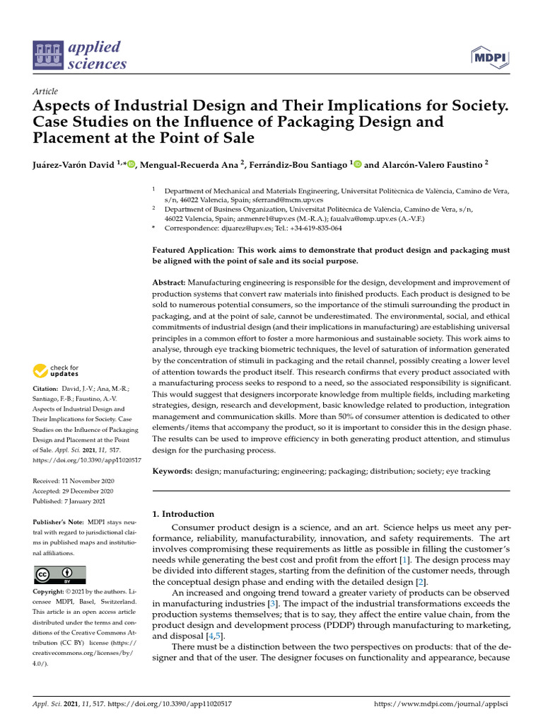 Aspects of Industrial Design and Their Implications For Society. Case ...