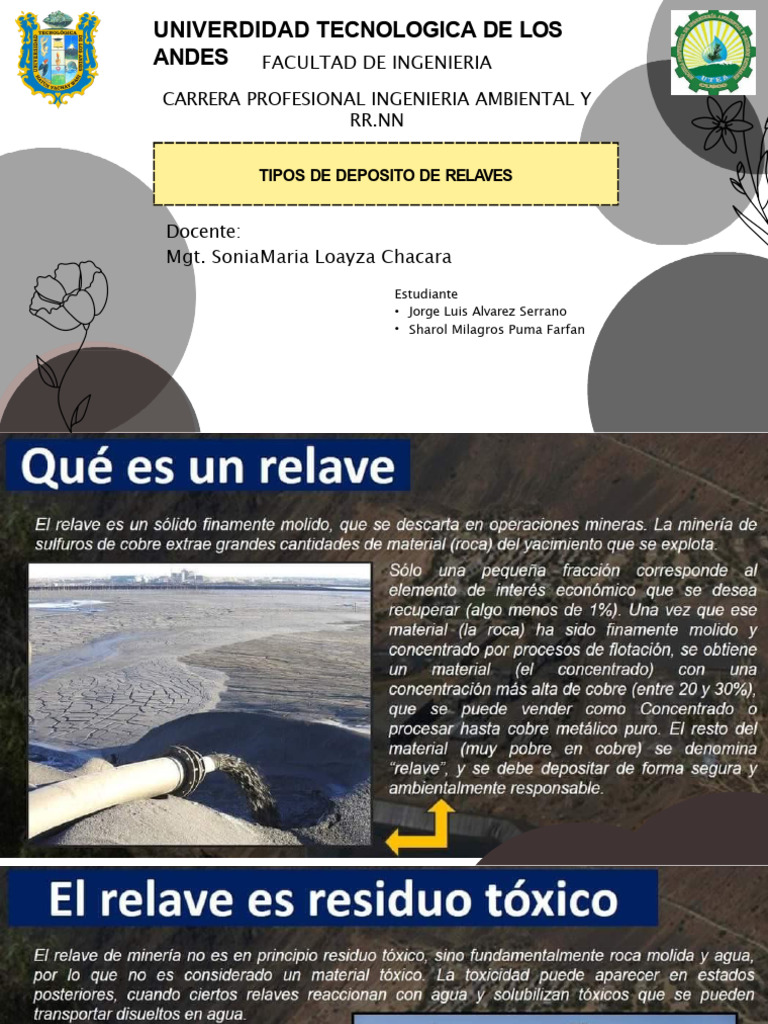 Tipos de Relaves Mineros | PDF