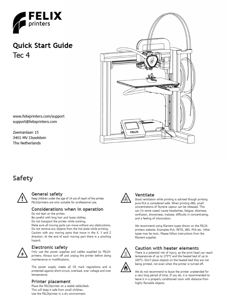 Quick Start Guide - FELIX Tec 4 | PDF | 3 D Printing | Printer (Computing)