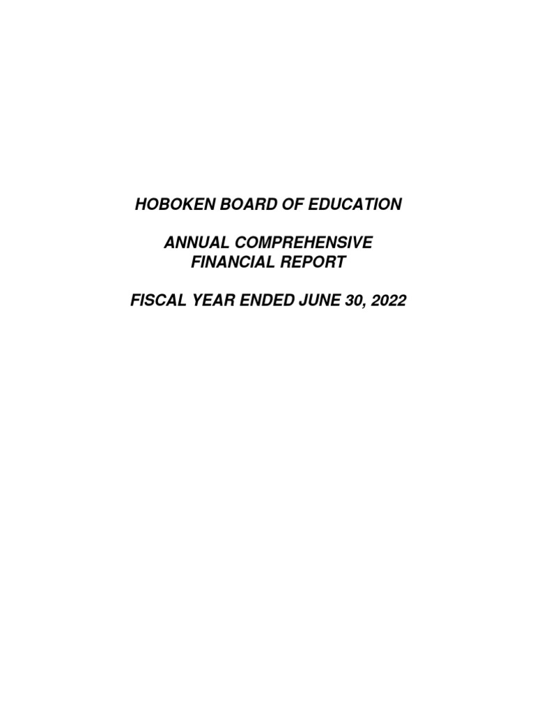 Hoboken ACFR Report Financial Report 2022 | PDF