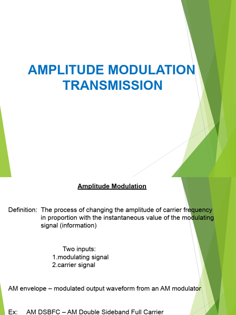 Lecture 3 - Amplitude Modulation Transmission | PDF Lecture 3 - Amplitude Modulation Transmission | PDF