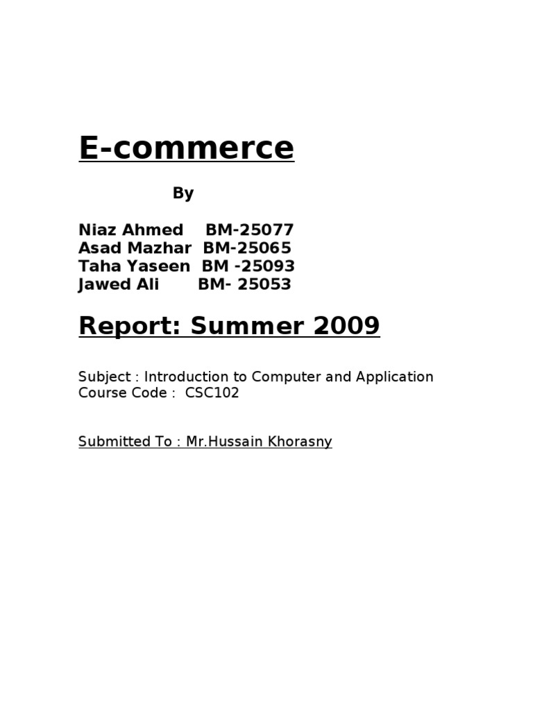 Ecommerce Report | PDF | E Commerce | Online Shopping