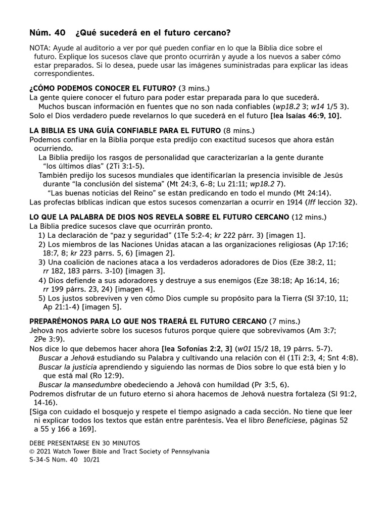 N Um. 40 ¿Qu e Suceder A en El Futuro Cercano? | PDF | Teología ...