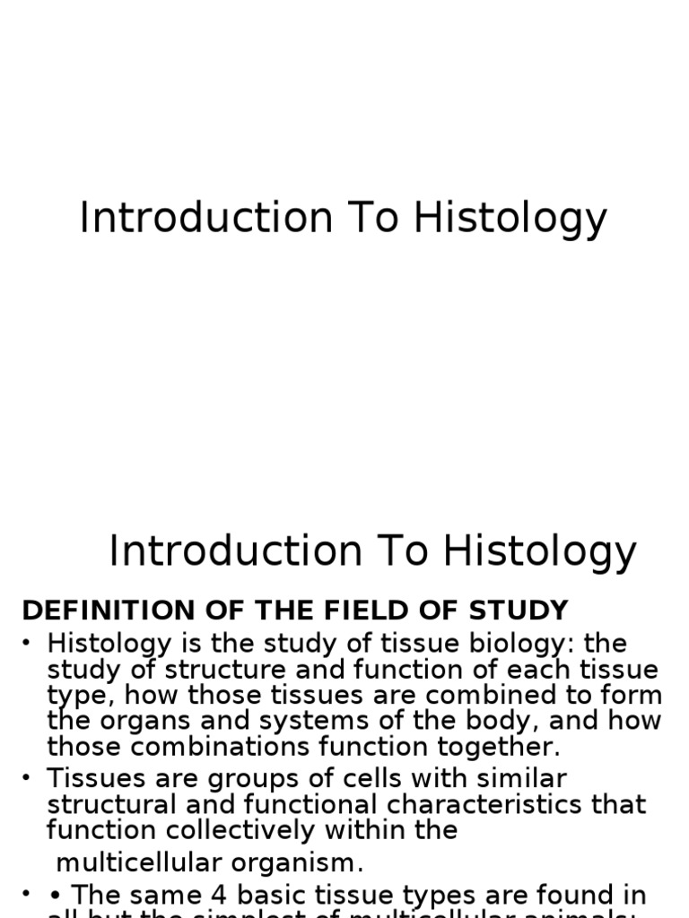 Introduction to Histology Basics | PDF | Tissue (Biology) | Nervous System