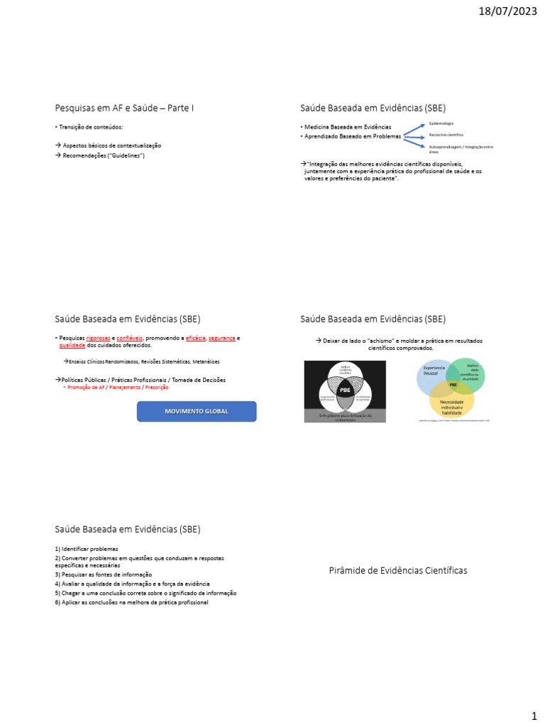 Aula - 7 - AF&SAÚDE (SBE - PCP Tipos de Pesquisa) | PDF