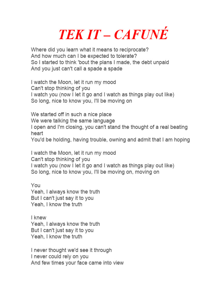 Tek It - Cafuné | PDF