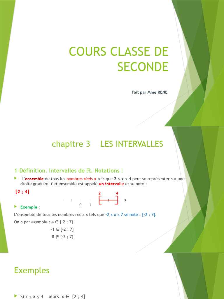 COURS Eleves Seconde Powerpoint | PDF | Intervalle (mathématiques ...