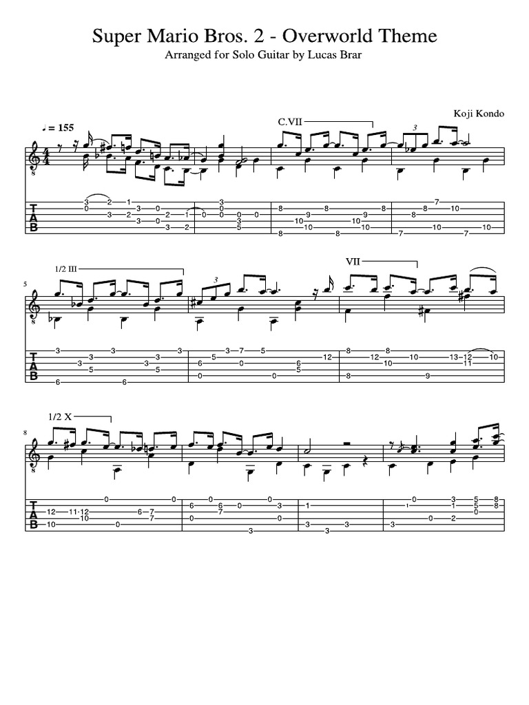 Super Mario Bros. 2 Overworld Theme (Guitar Arrangement) | PDF