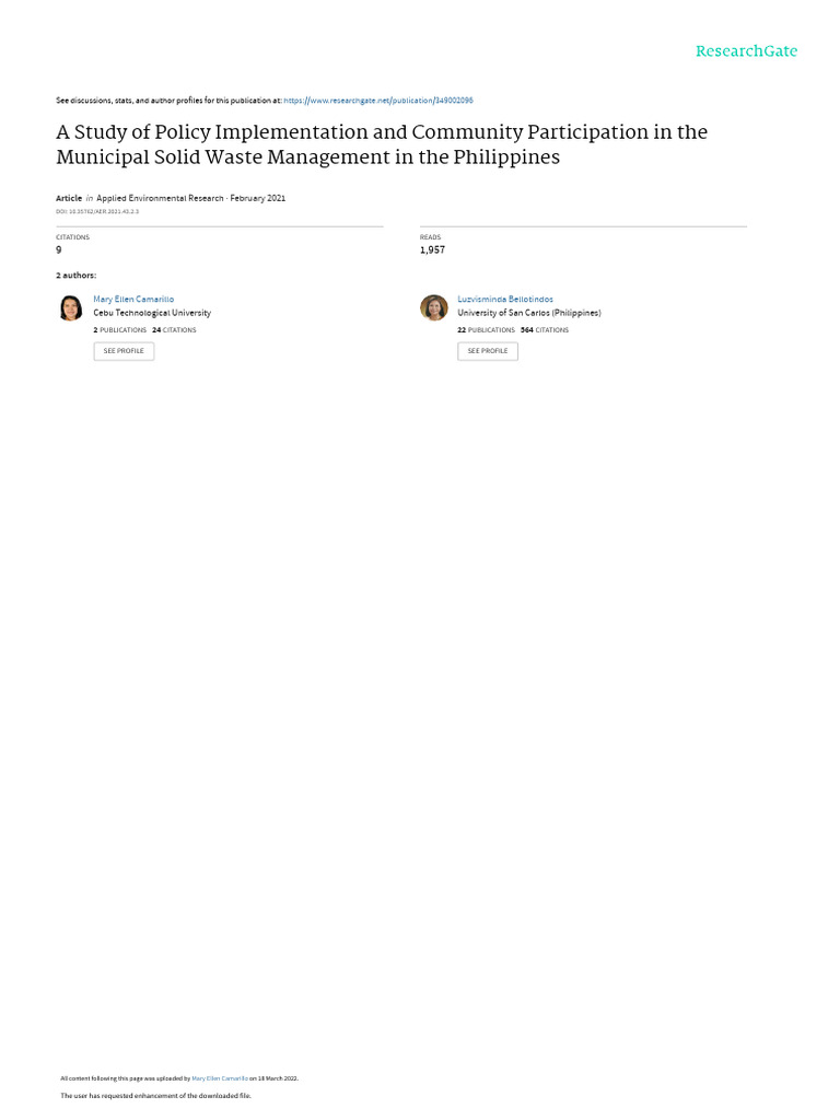 Solid Waste Management in the Philippines | PDF