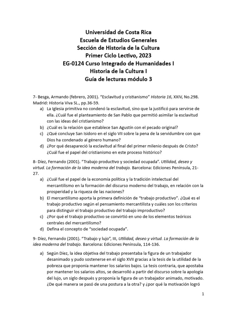 Guia Lecturas Modulo 3 | PDF | Esclavitud | Discurso