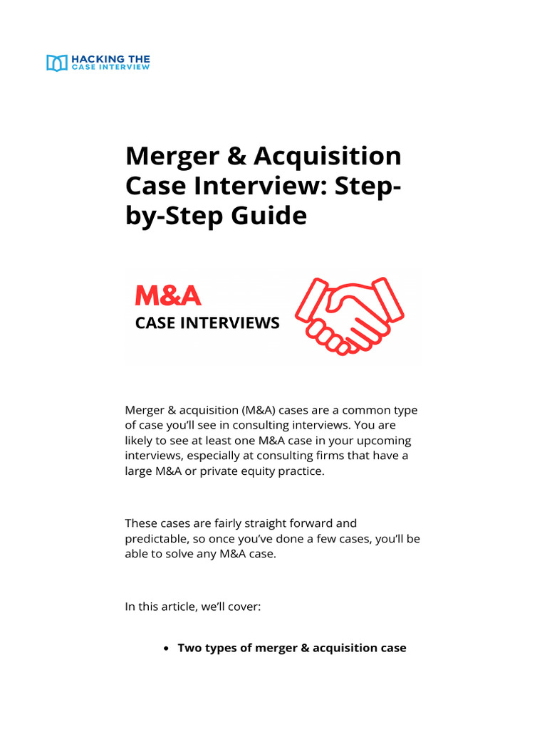 Merger & Acquisition Case Interview - Step-by-Step Guide | Download ...