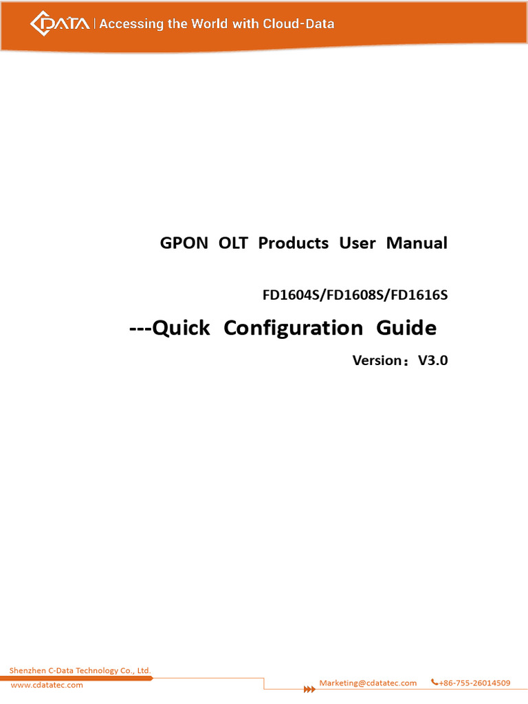 CDATA FD16xx GPON OLT User Manual Quick Configuration Guide - V3.0 ...