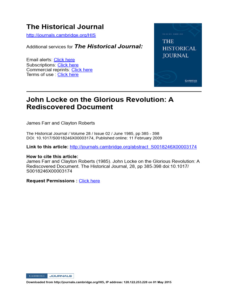 Locke's Insights on the Glorious Revolution | PDF | History
