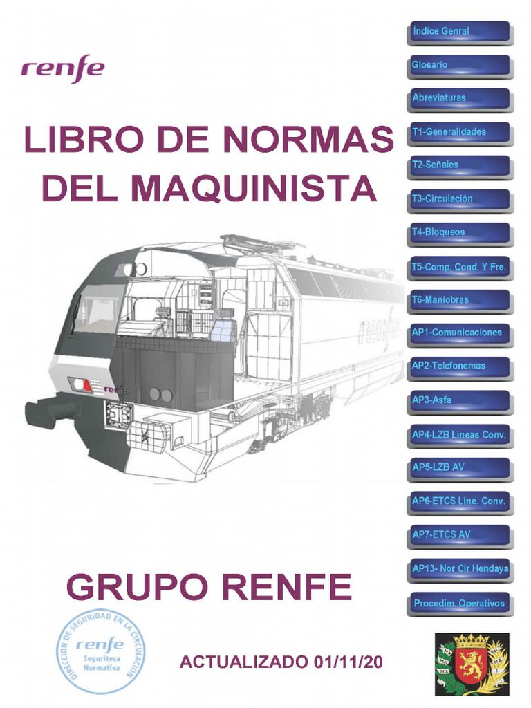 Libro Normas Maquinista RENFE | PDF | Transporte ferroviario | Locomotoras