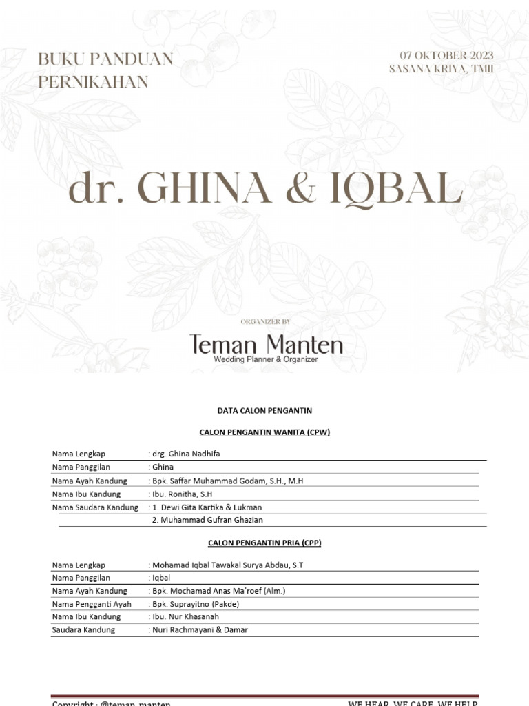 Buku Panduan DR Ghina & Iqbal Akad 08.00 | PDF