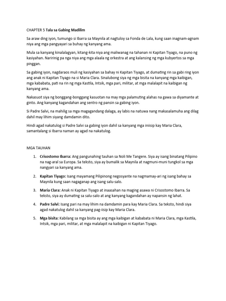 CHAPTER 5 Tala Sa Gabing Madilim | PDF