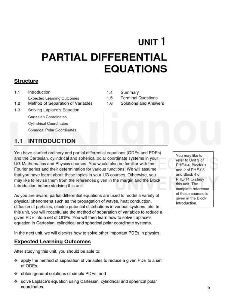 Unit-1 PERTIAL DIFFENTIAL EQUATION | PDF