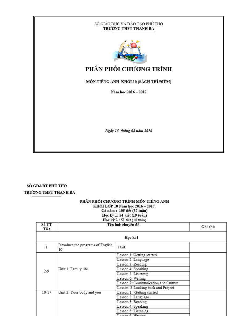 PPCT SGK Tieng Anh 10 Thi Diem | PDF