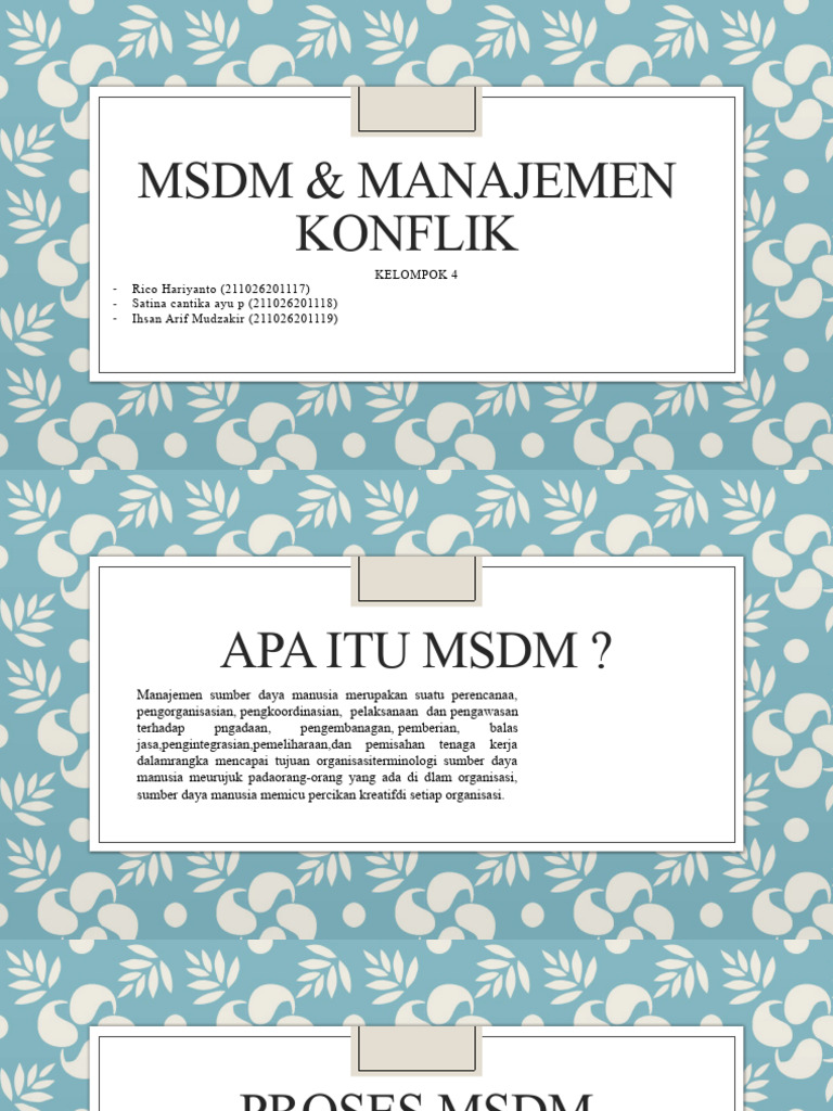 MSDM & MANAJEMEN KONFLIK | PDF