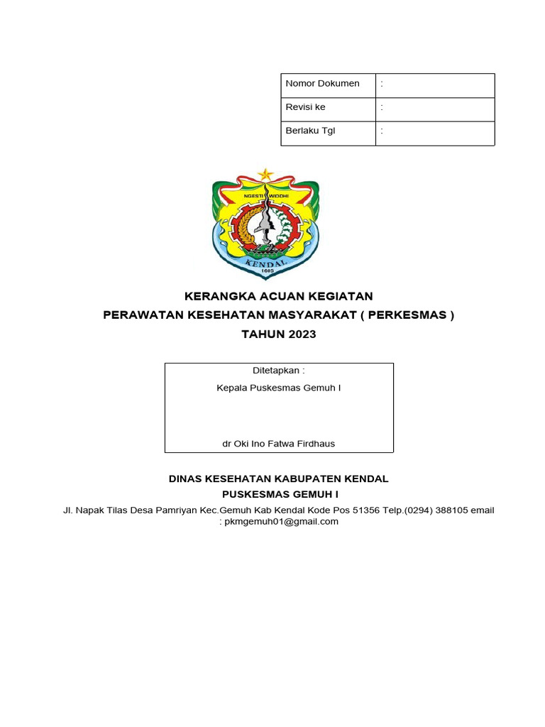 KAK Perkesmas Tahun 2023 | PDF