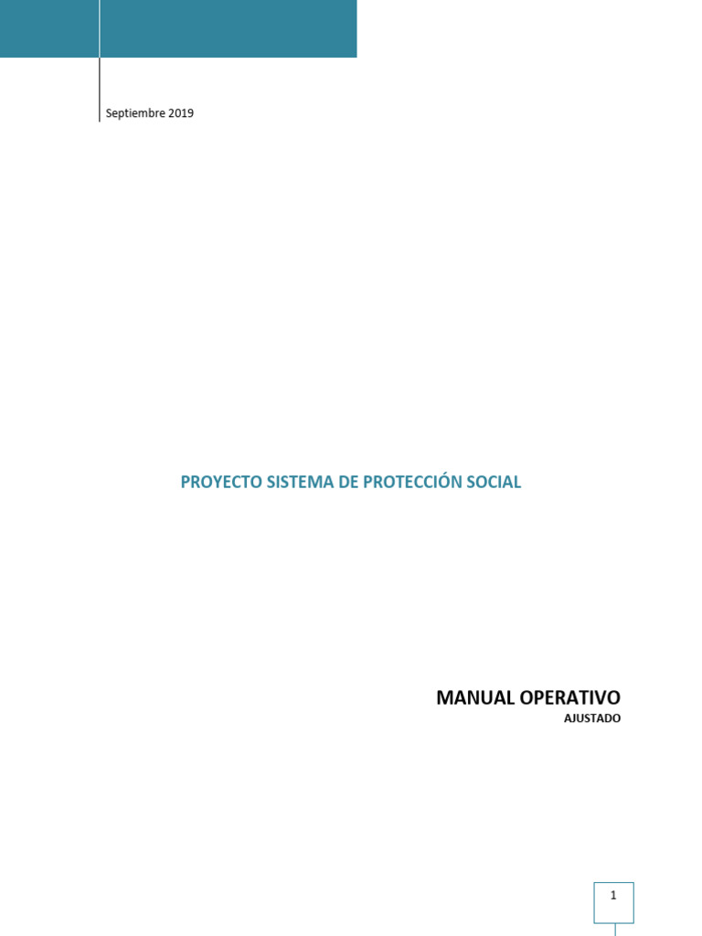 Manual Operativo Proyecto Ajustado | PDF | Reducción de pobreza | Pobreza