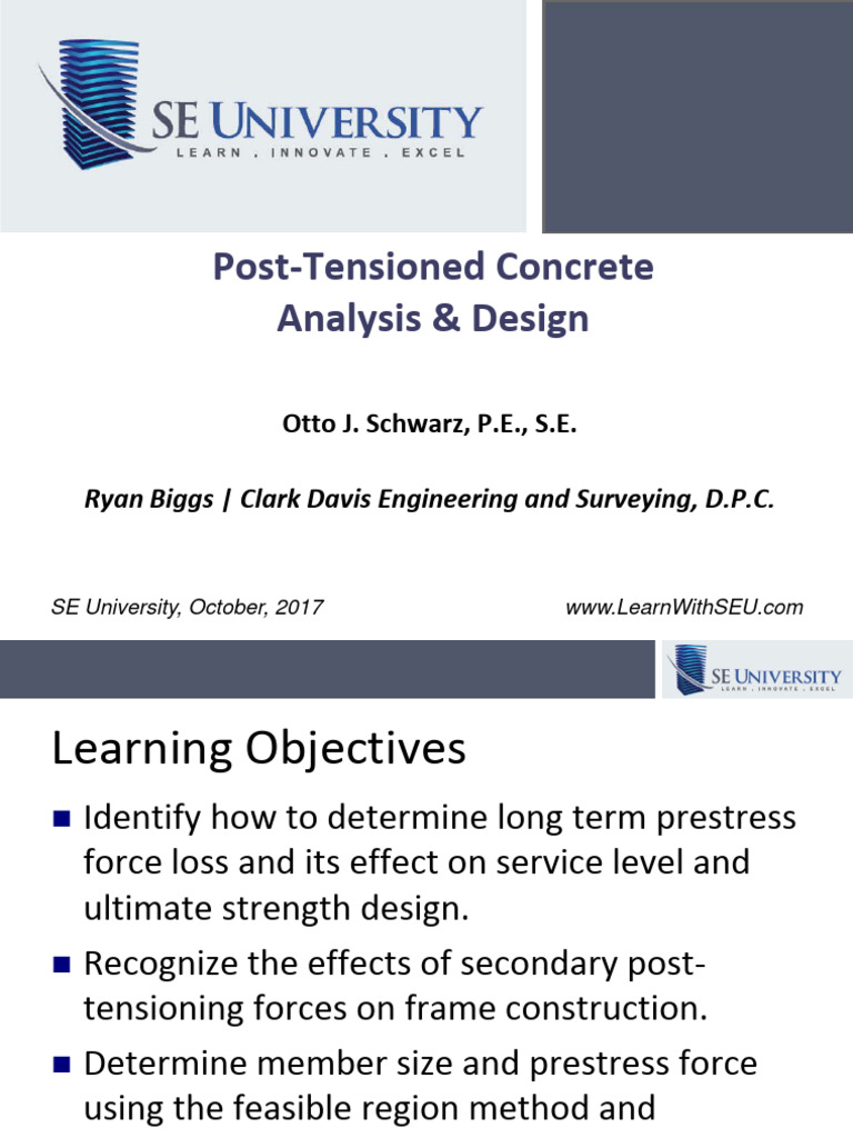 Post Tensioned Concrete Analysis and Design | PDF | Prestressed Concrete | Bending